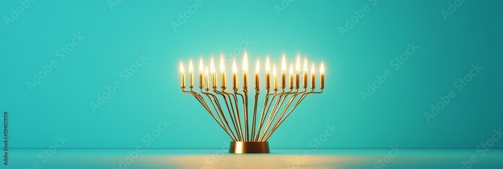 Luminous Menorah: Symbol of Light and Hope - Golden menorah with lit ...