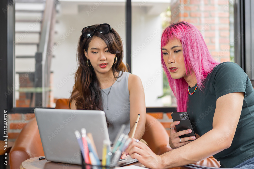 LGBTQ+ transgender man Beautiful Authentic Specialist with Pink Hair ...