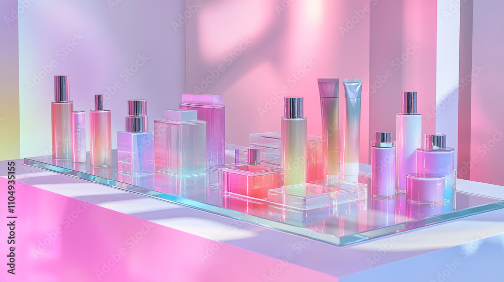 3d glass cylinder podium. Crystal platform box for product display ...