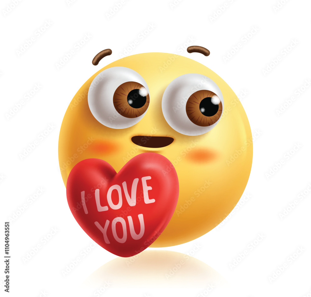 Love you emoji 3d clipart character. Emoji face character with i love ...