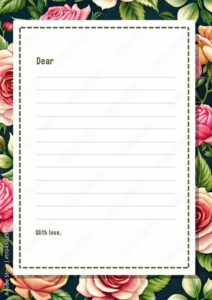 Beautiful floral writing paper in a digital format, perfect for letters ...