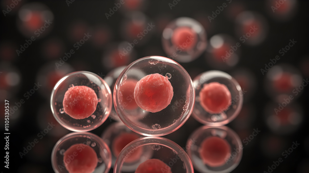 Foto de Cluster of red blood cells rendered 3D.Red blood cells in an ...