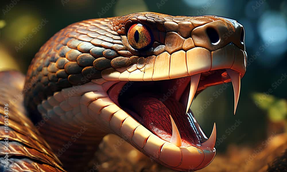 Dangerous poisonous cobra snake, animal in tropical nature. Snake with ...