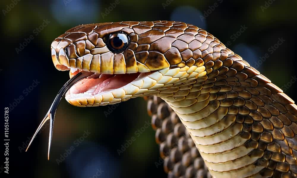 Dangerous poisonous cobra snake, animal in tropical nature. Snake with ...