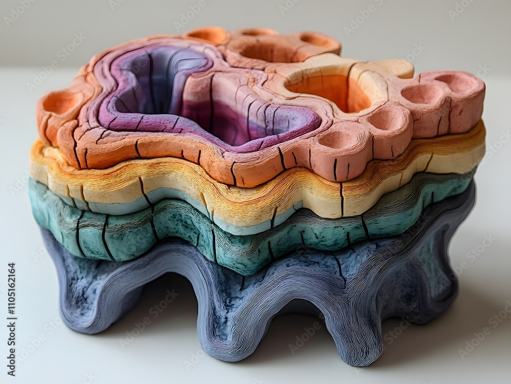 Captivating layered organic sculpture with vibrant and textural ...