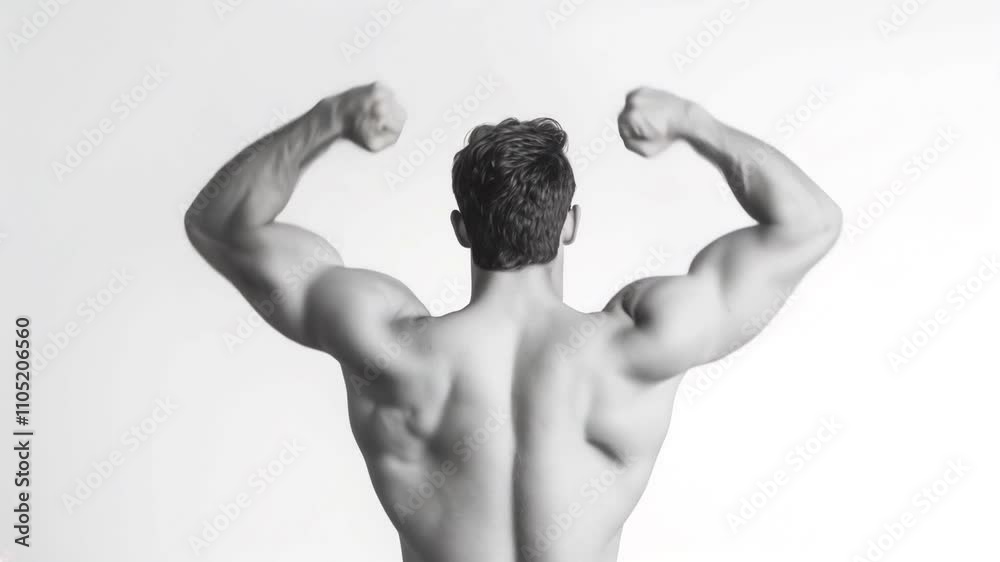 Muscular Back: A powerful black and white image of a muscular man's ...