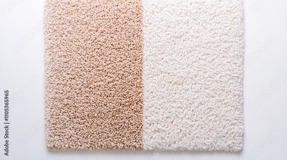 Soft carpet shown on a white background in a sidebyside comparison with ...