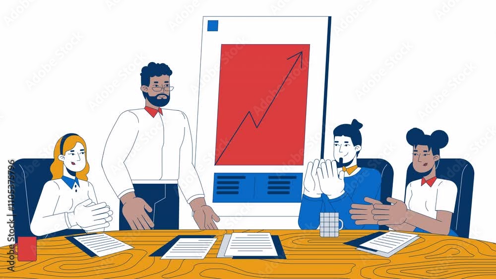 Team members clapping company revenue growth cartoon animation ...