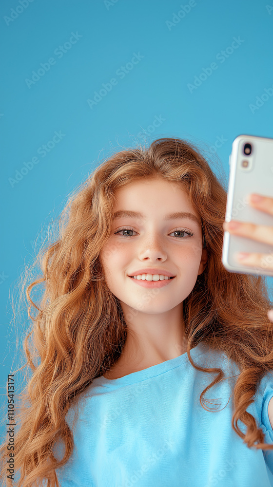 Ultra detailed photograph of a young girl taking selfie with smartphone ...