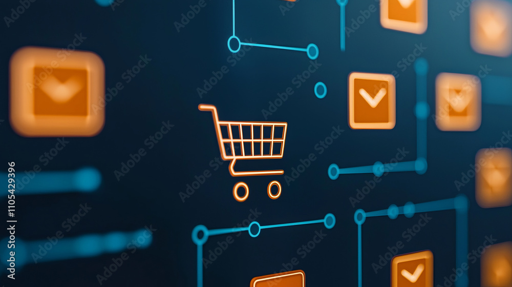 digital interface displays seamless payment processing with icons of ...