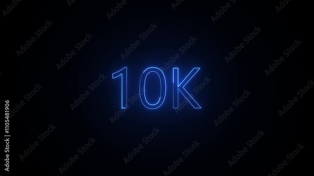 10K Neon Text Animation on Black Background, Thank You 10k Followers ...