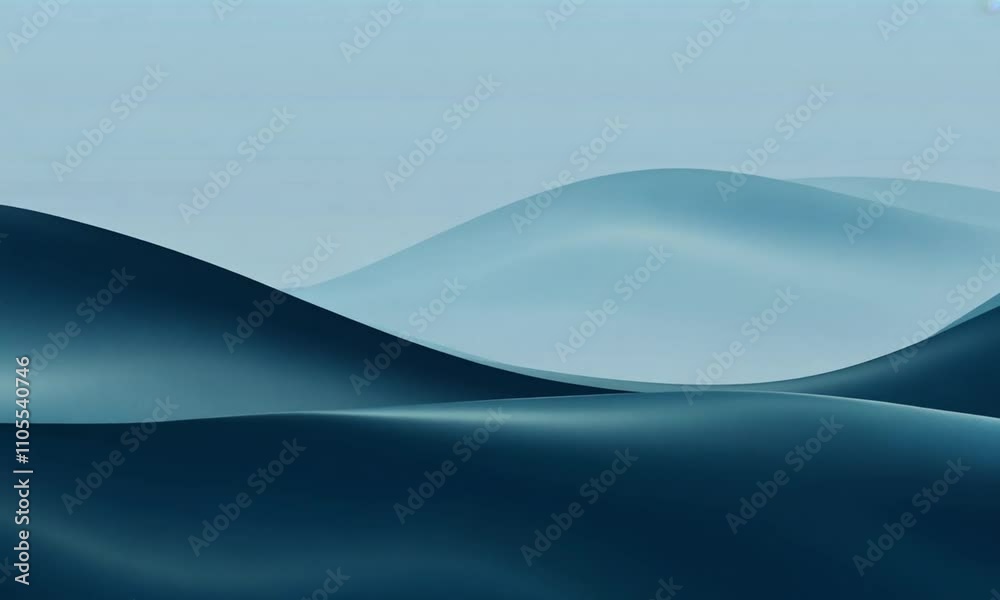 Gradient of deep navy to light azure with overlapping flowing waves ...