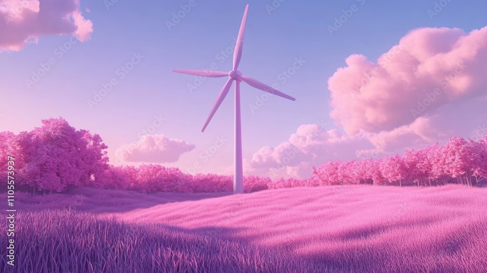 Wind turbine flat design front view eco-friendly theme animation vivid ...