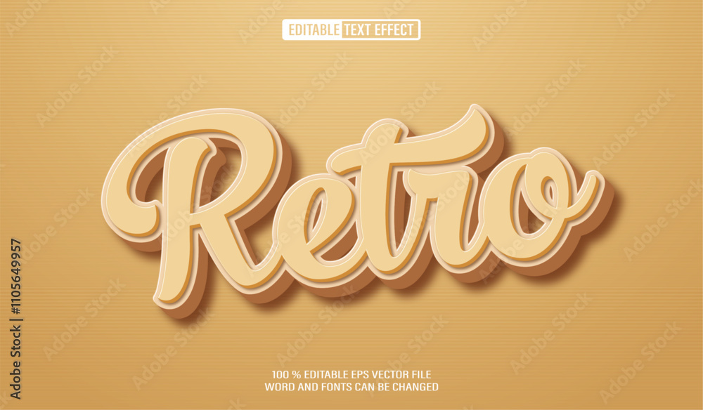 Editable 3d text style effect - Retro Script text effect Template Stock Vector | Adobe Stock