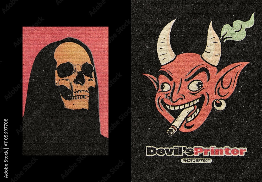 Devil Printer Design Poster Effect Mockup Stock Template | Adobe Stock