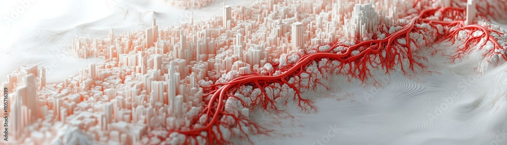 An intricate cityscape of arteries and veins, A marble labyrinth of ...