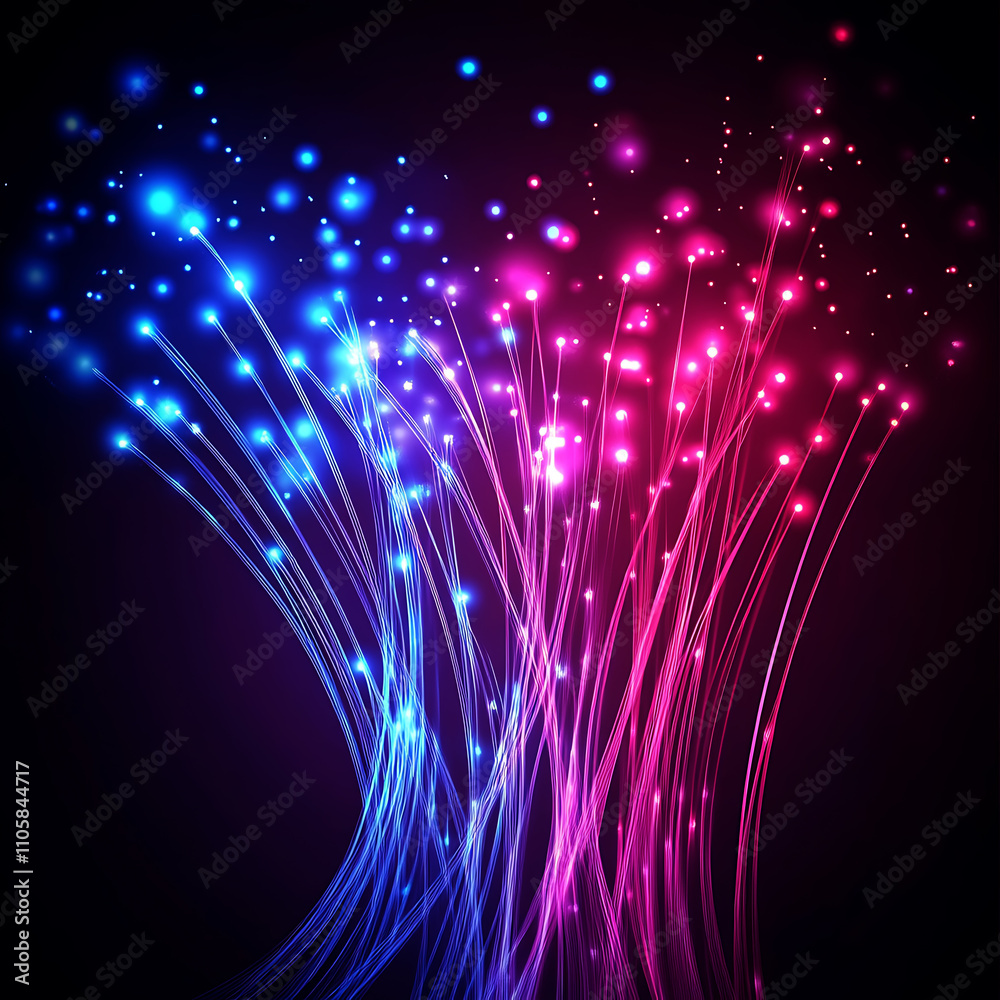 Vibrant Neon Lines Falling Against a Dark Background. A dynamic image ...