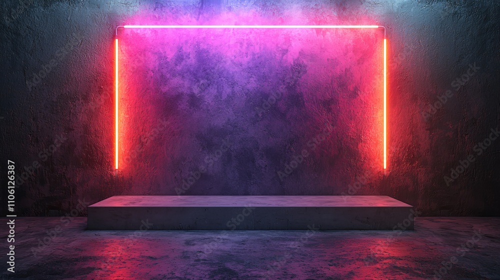 Neon lights showcase urban studio digital art display modern ...
