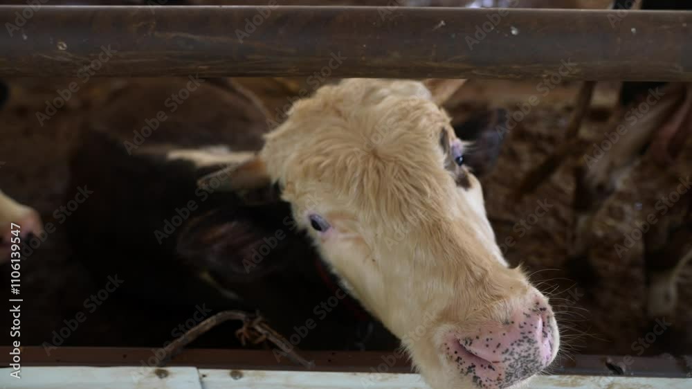A Detailed CloseUp Portrait of a Very Curious Cow Encountering a ...