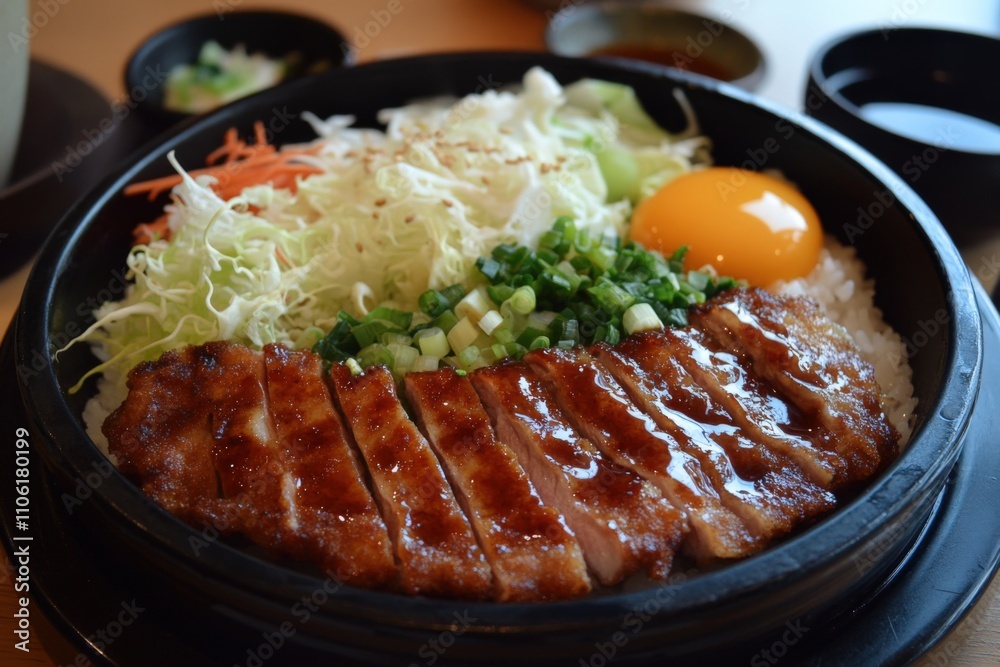 Tonkatsu: Traditional Japanese Dish with Cabbage and Rice, Korean-style ...