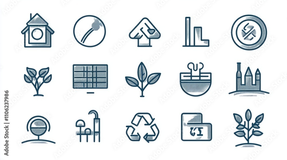 Ecology icons. Thin Line style, editable stroke. sustainability, eco ...