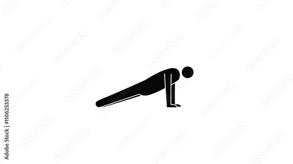 Animated Video of Pictograms Exercising Push Up Movement isolated on ...