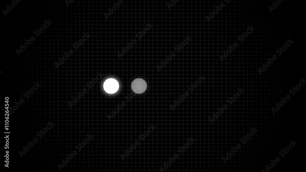 Animation loading bar 4 dots looping progress icon on black background ...