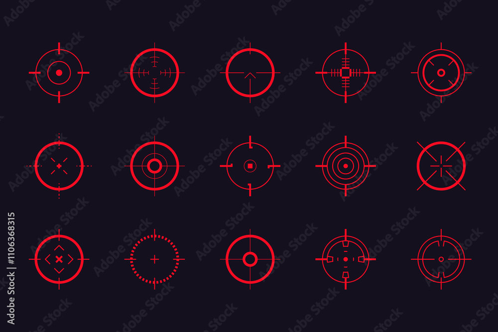 Crosshair gun sight icons set. Cross hairs. Bullseye, target or aim ...