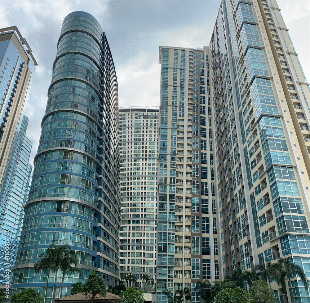 BGC Philippines, a skyline view of steel and glass skyscrapers, looking ...
