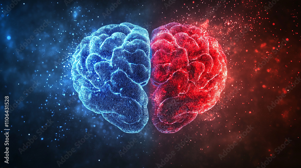 Human heart and mind or brain body organ connection psychology concept ...