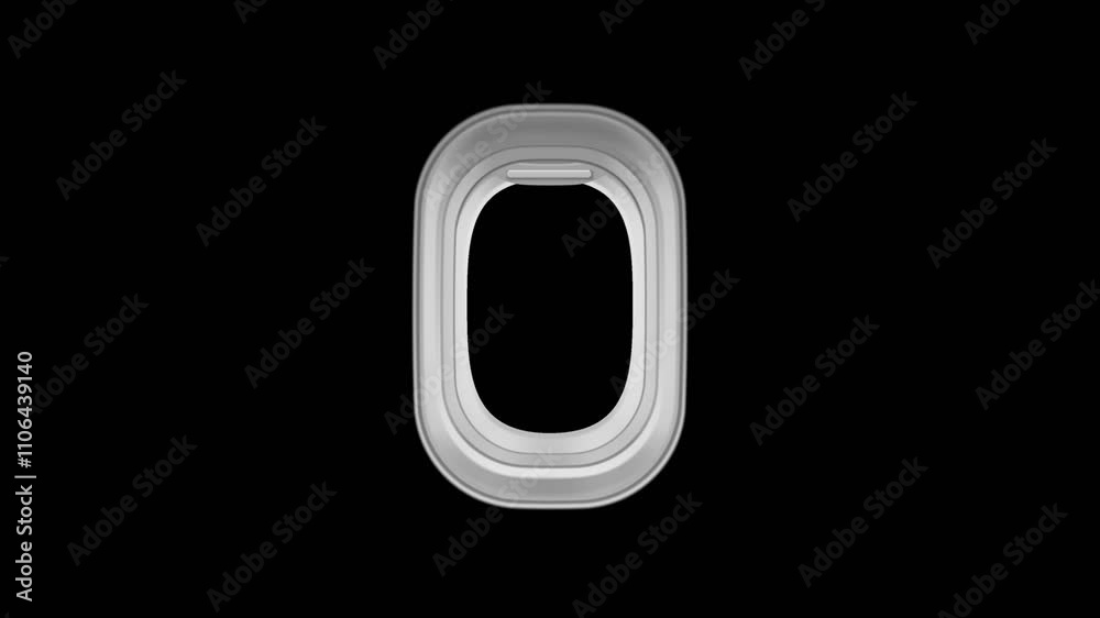 Realistic 3D HD animation of an airplane window with clouds for social ...