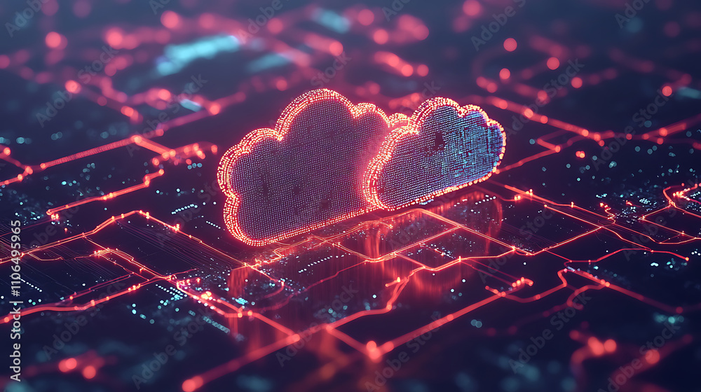 Next-gen cloud computing concept with ai managing data flow between ...