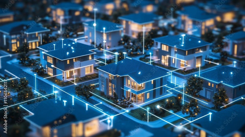 Visualization of a futuristic neighborhood enhanced by AI technology ...