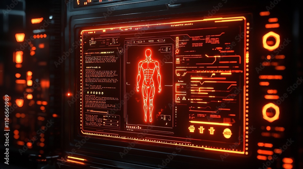 Sleek and modern health and safety interface design featuring glowing ...