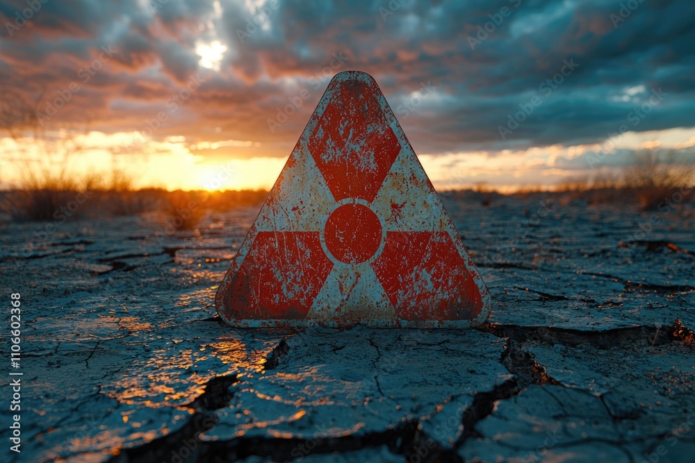 Warning of exposure: image of a radiation hazard symbol signaling ...