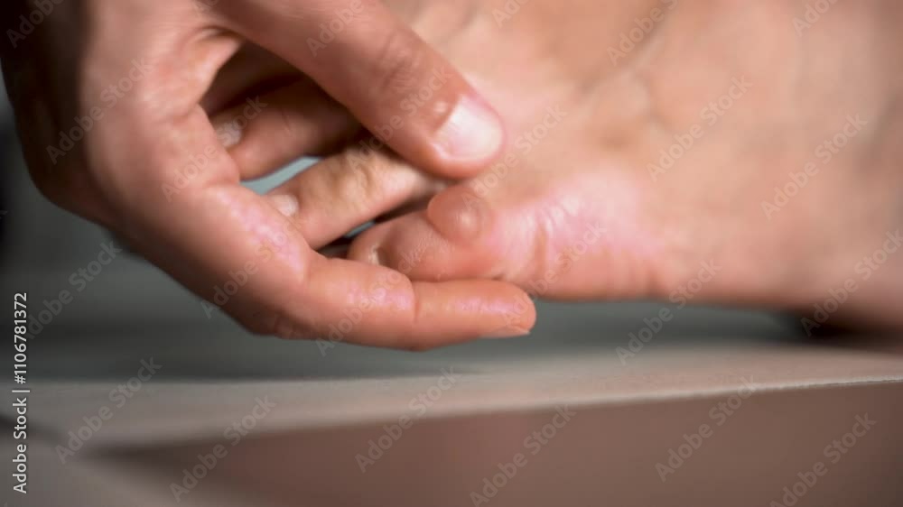 Blister on pinky toe. Close-Up Inspection of Large Painful Blister on ...