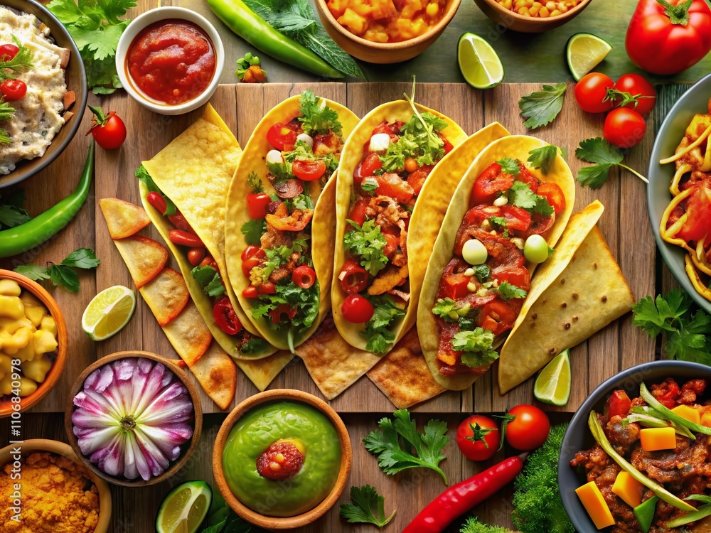 Colorful Set of Mexican Fast Food Flyers and Banners Featuring Tacos ...