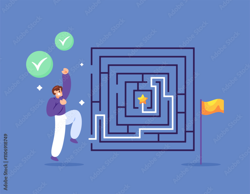 concept of success and challenge. able to complete and win. problem ...