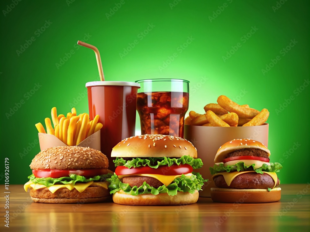 Fast Food Animated Graphics Collection on Green Screen Background for ...