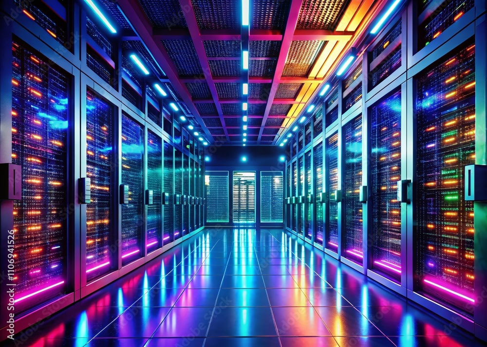 Futuristic AI Server Room with Advanced Computer Racks in a Modern Data ...