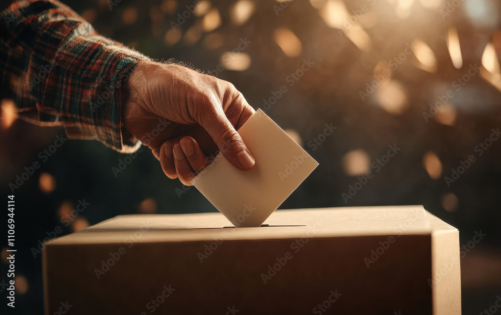Casting ballot into box symbolizes civic duty and participation Stock ...