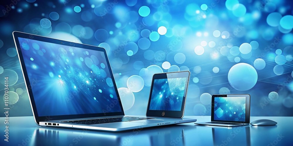 Modern 3D Illustration of Computer, Laptop, iPad, and Mobile Devices in ...