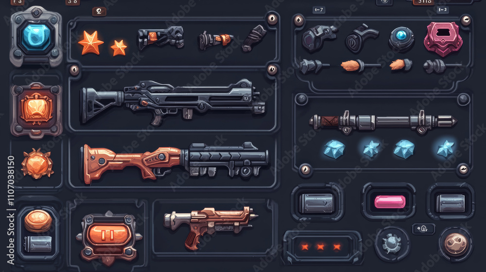 Game interface, popup menu, win and lose windows. Cartoon user ui panel ...