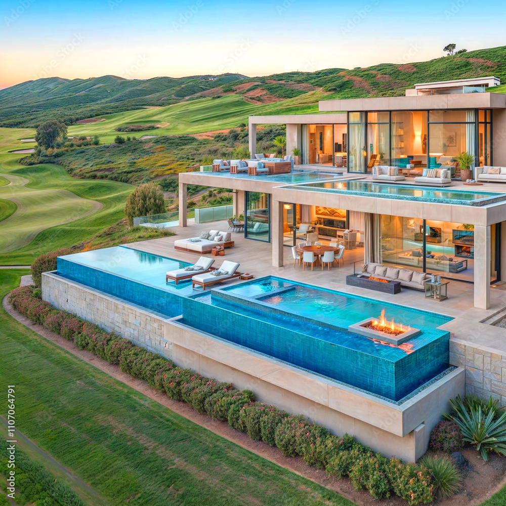 Stunning luxury golf villa, featuring an elegant infinity pool, modern ...