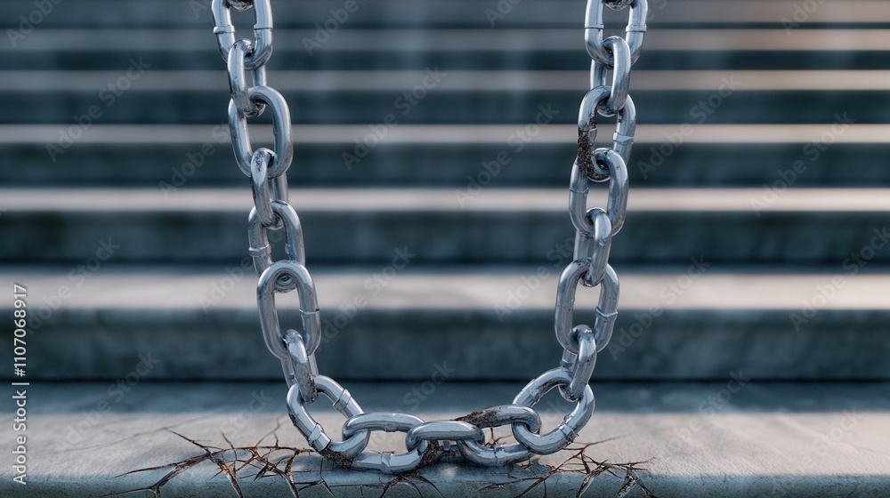 Law restriction prohibition and justice, A rusted chain hangs over a ...