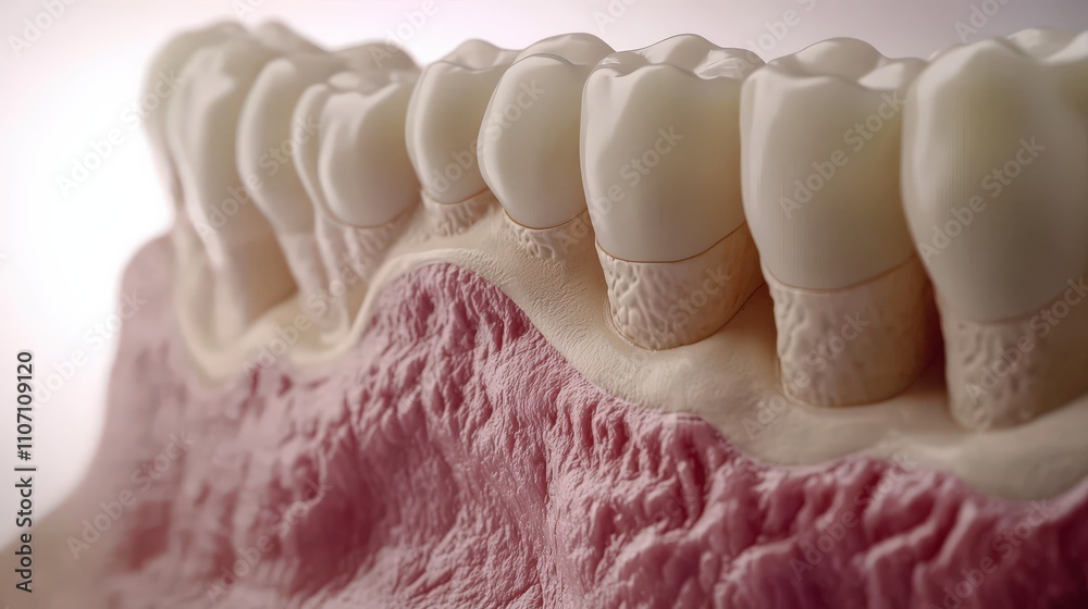 A dental model showing the difference between healthy gums and ...