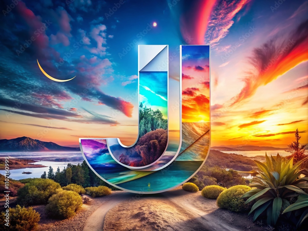 Surreal Modern Letter J Logo Design Featuring Bold Shapes and Vivid ...
