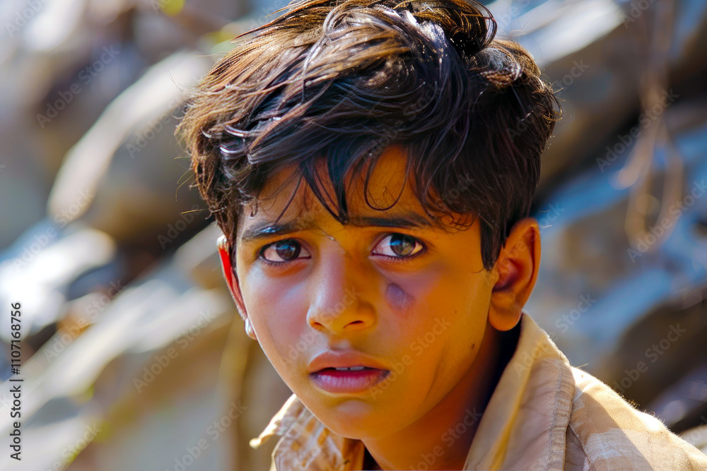 A young Indian boy faces fear head-on, his bravery defying his age, his ...