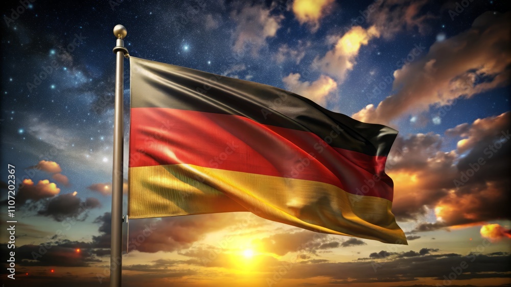 High-Quality Night Photography of Germany National Flag Waving in Loop ...