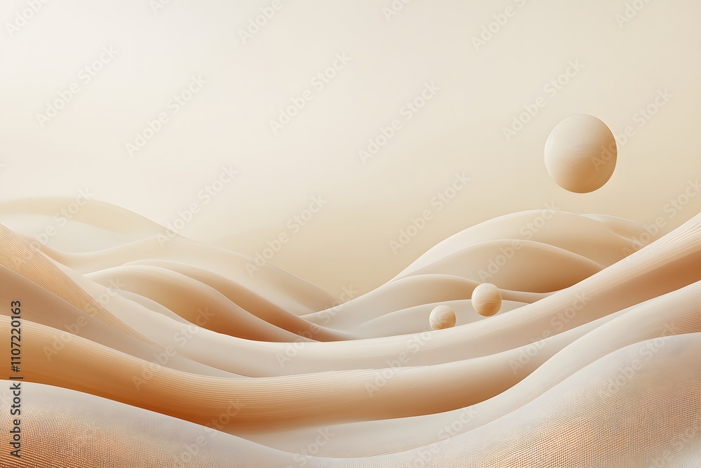 Abstract background with three-dimensional shapes in peach and beige ...